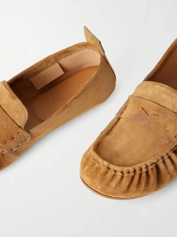 Acne Studios Distressed Suede Loafers - Brown