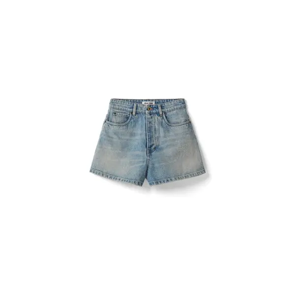 Miu Miu Denim Shorts With Top-stitching