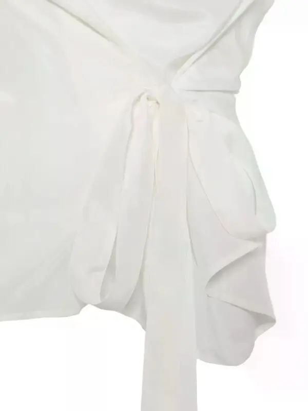 P.a.r.o.s.h Saxon Cowl-neck Tie Blouse - White