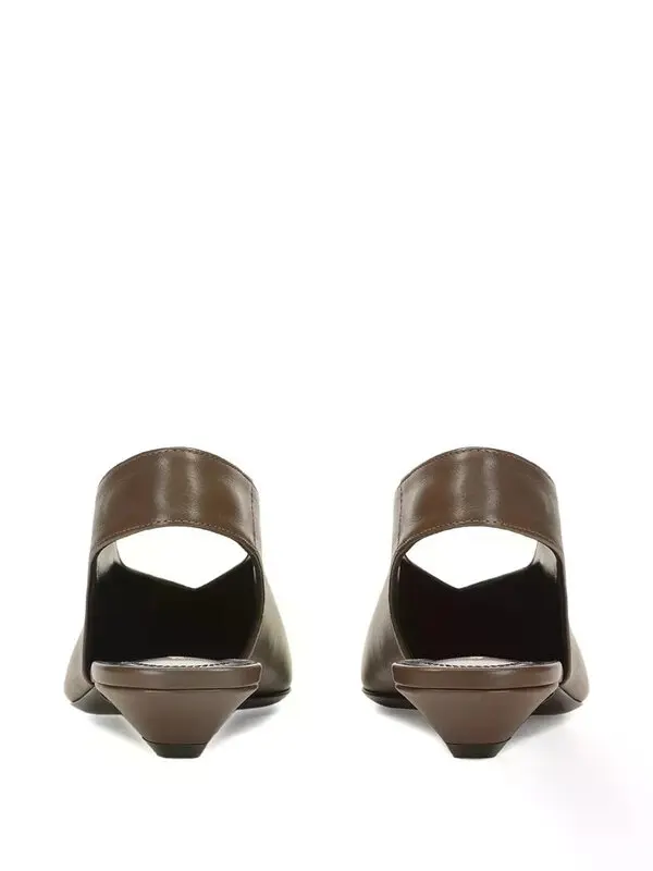 SERGIO ROSSI Beak Leather Slingback Pumps - Brown