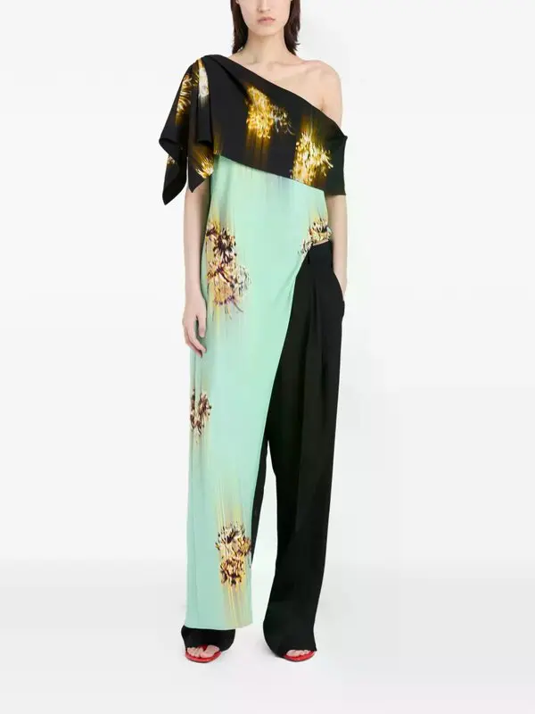 Proenza Schouler Printed One-shoulder Top - Green