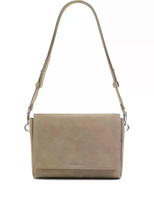 Ami Carrousel Grained-leather Shoulder Bag - Grey