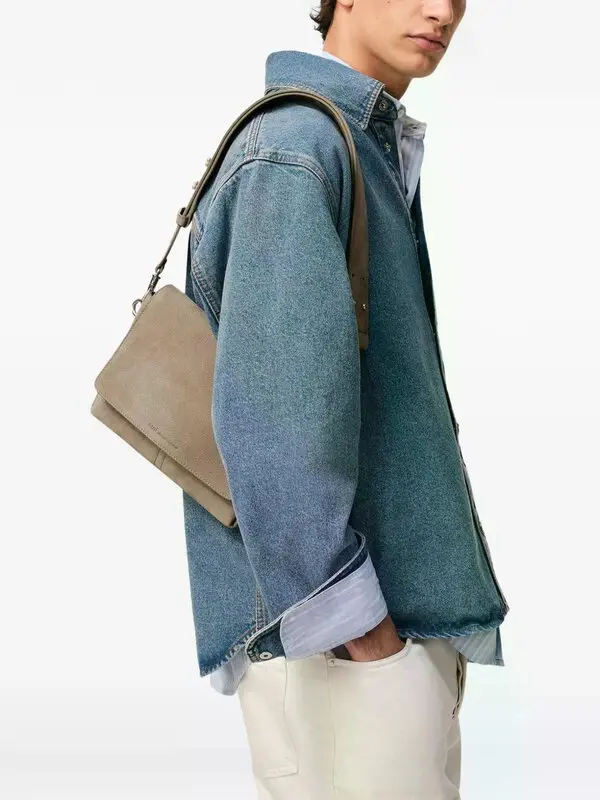 AMI Paris Cow Leather Flap Messenger Bag