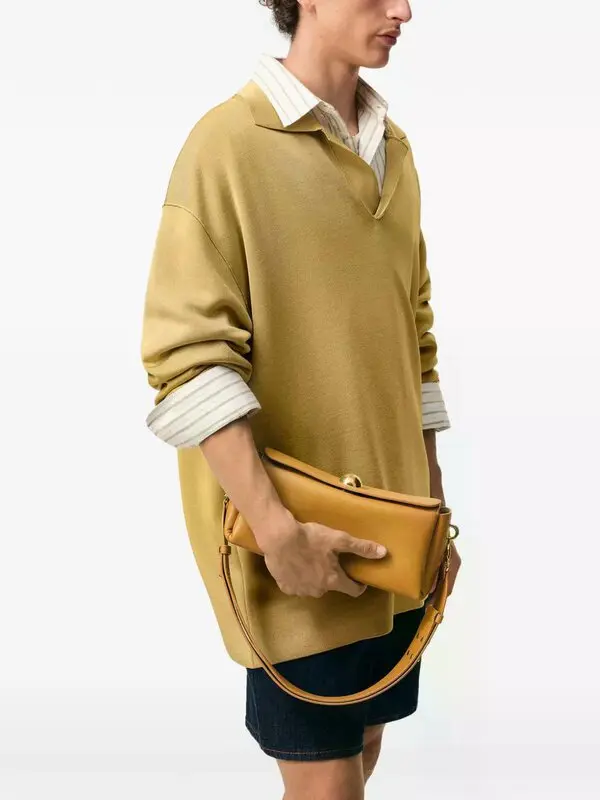 AMI Paris Carrousel Leather Shoulder Bag - Brown