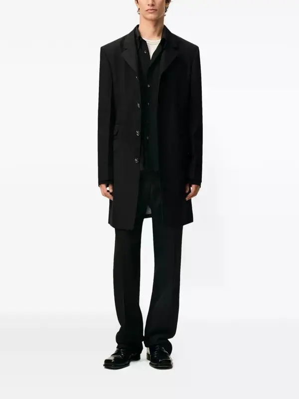 Ami Single-breasted Coat - Black