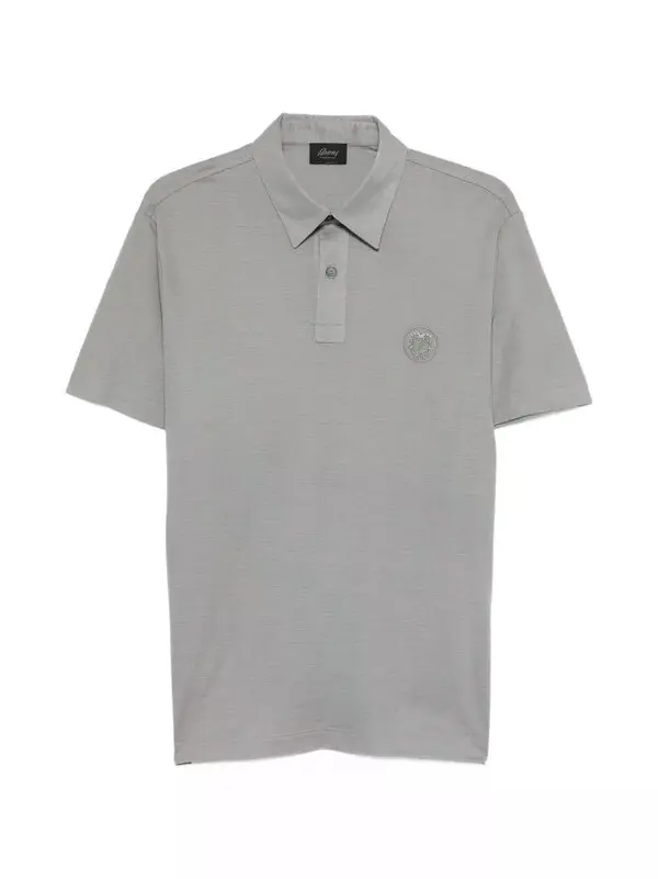 Brioni Logo-embroidered Polo Shirt - Grey