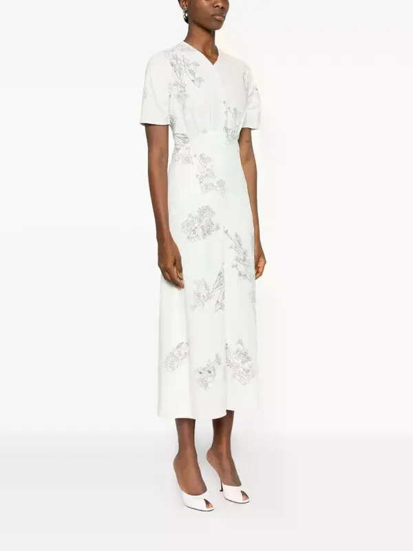 Victoria Beckham Floral-print Midi Dress - White