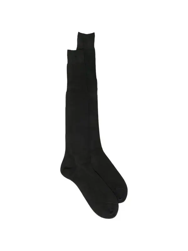 Zegna Logo-print Knee High Socks - 022 Dark Grey