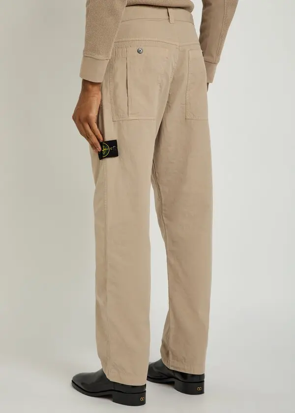 Stone Island Cotton Ripstop Straight-leg Trousers
