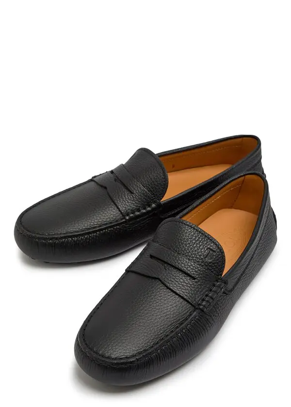 TOD'S Grained Leather Loafers - Black