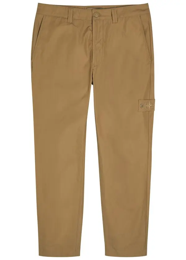 Stone Island Ghost Straight-leg Cotton-poplin Trousers - Beige
