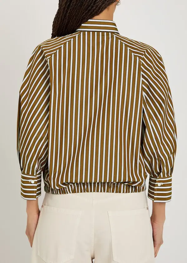 Brunello Cucinelli Striped Cotton-poplin Shirt - Tan