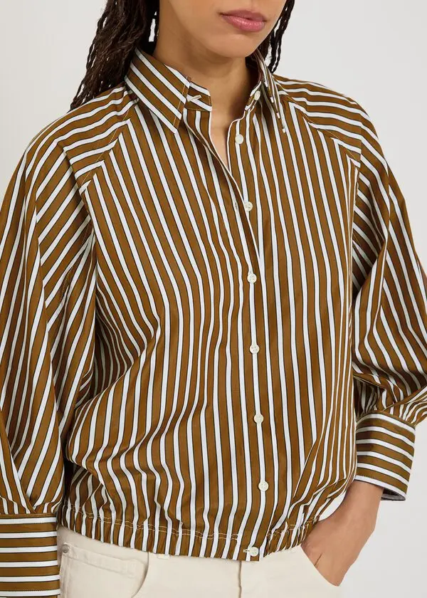 Brunello Cucinelli Striped Cotton-poplin Shirt - Tan