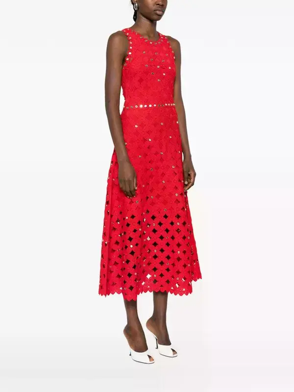 Maje Crochet Mirror Inlay Midi Dress