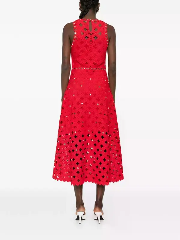 Maje Crochet Mirror Inlay Midi Dress
