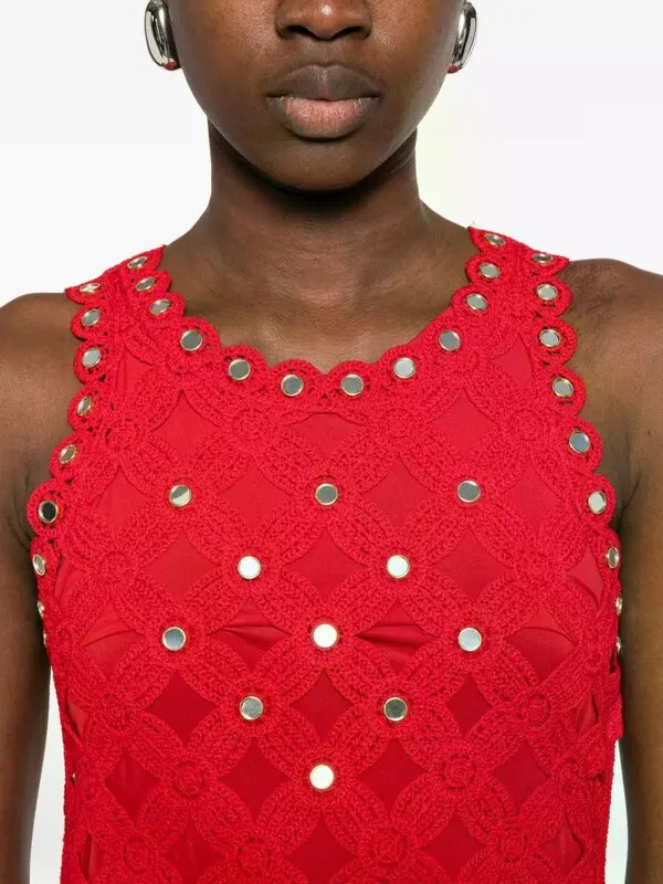 Maje Crochet Mirror Inlay Midi Dress