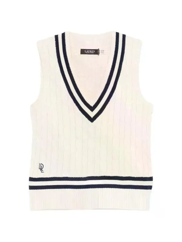 Ralph Lauren Striped V-neck Vest - Neutrals