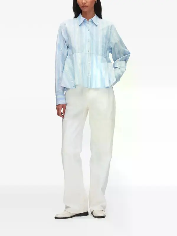 3.1 Phillip Lim Flounce Striped Peplum Shirt