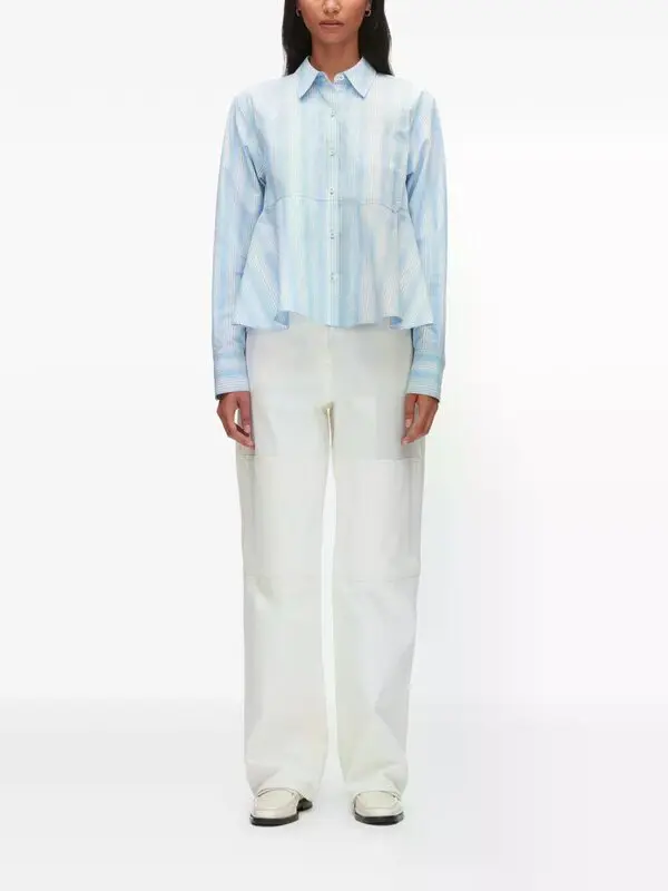 3.1 Phillip Lim Flounce Striped Peplum Shirt