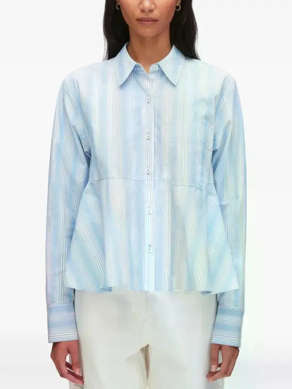3.1 Phillip Lim Flounce Striped Peplum Shirt