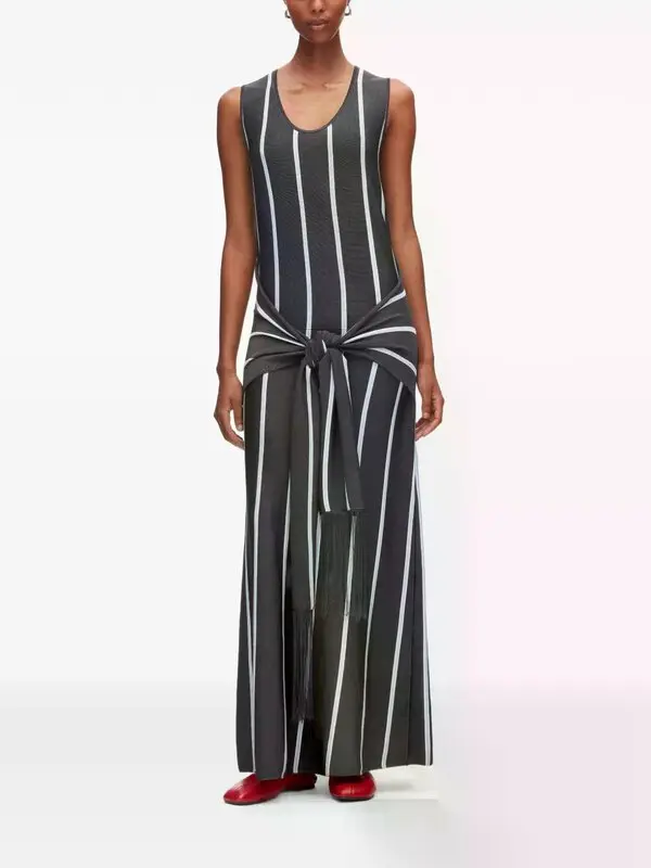 3.1 Phillip Lim Striped Tassel Midi Dress - Grey