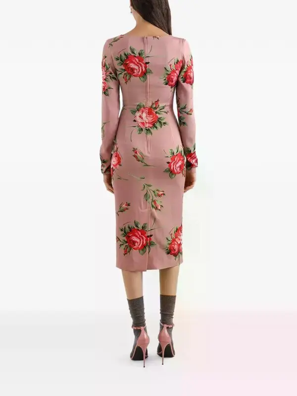 Dolce & Gabbana Floral-print Midi Dress - Pink
