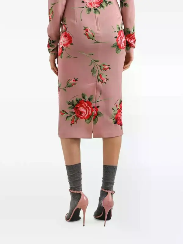 Dolce & Gabbana Floral-print Midi Dress - Pink