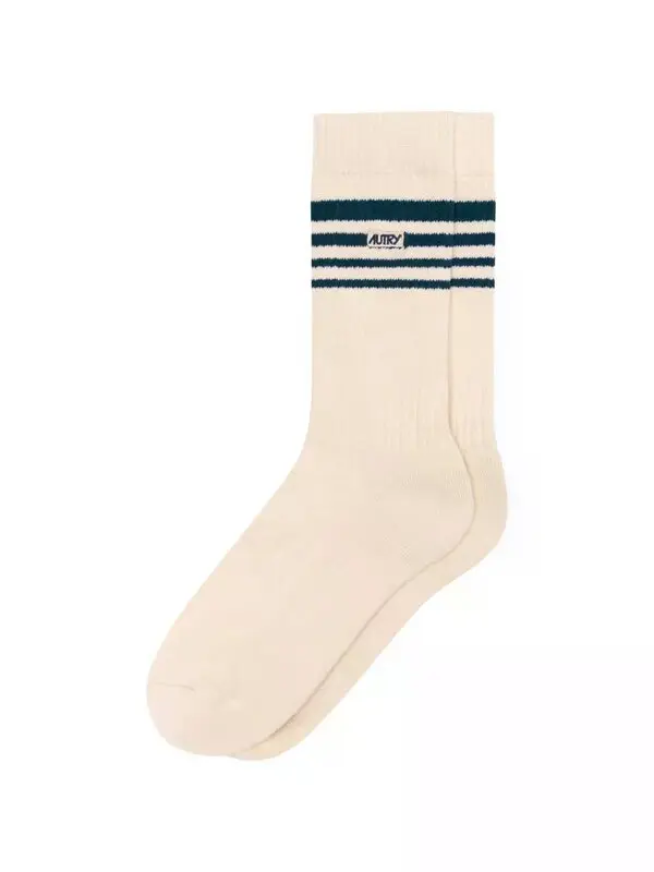 AUTRY Striped Crew Socks - White