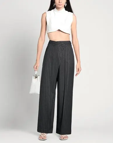 Karl Lagerfeld Wide-leg Striped Metallic Stretch Wool Blend Trousers