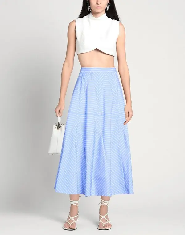 Sandro Flared Striped Poplin Midi Skirt
