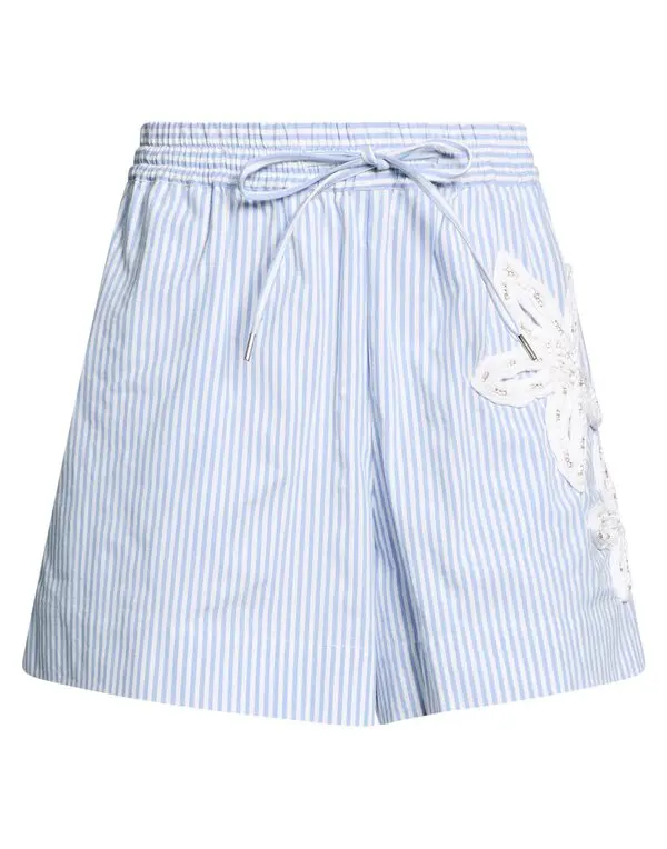 Sandro Striped Cotton Blend Shorts With Crystal Embellishments