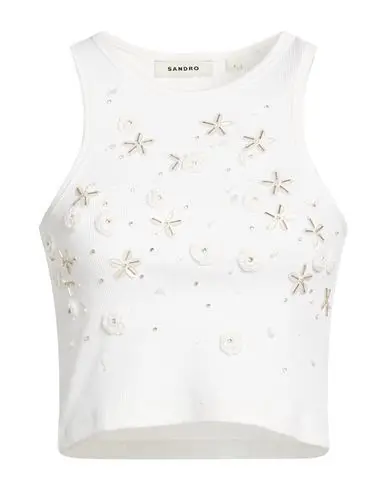 Sandro Top Size Cotton, Elastane - White