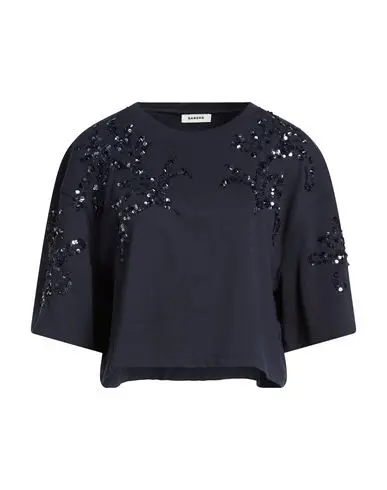 Sandro T-shirt With Appliqués And Sequins - Midnight Blue