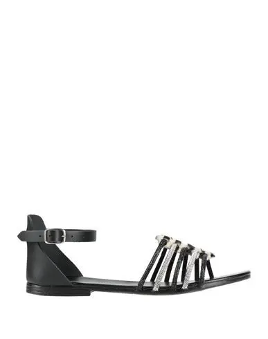 DIVINE FOLLIE Leather Sandals - Black