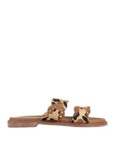 DIVINE FOLLIE Leather Sandals With Leopard-print Calf Hair - Brown