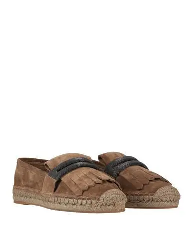 Brunello Cucinelli Leather Espadrilles With Metal Appliqués