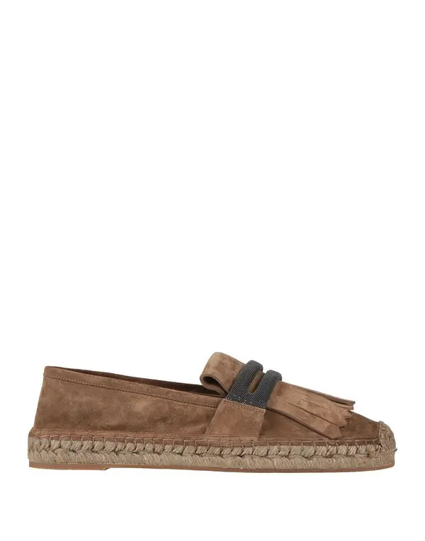 Brunello Cucinelli Leather Espadrilles With Metal Appliqués