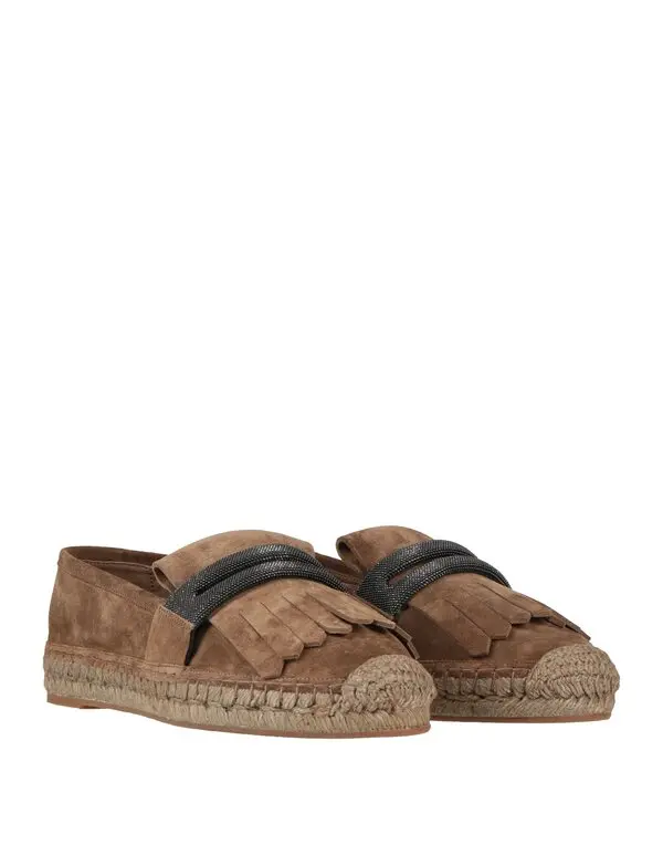 Brunello Cucinelli Leather Espadrilles With Metal Appliqués