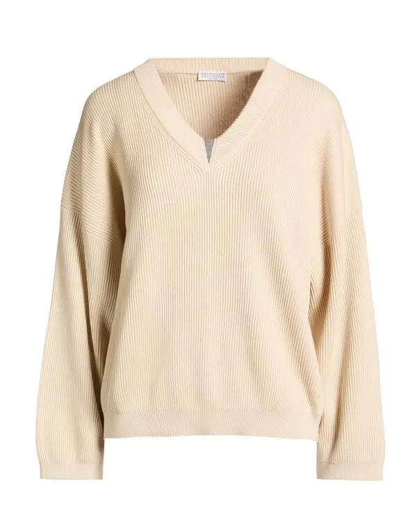 Brunello Cucinelli Cotton Sweater With Brass Embellishments
