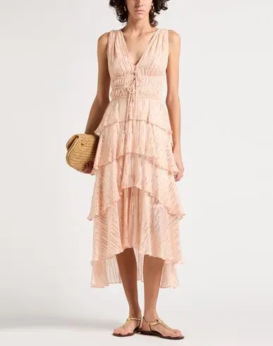 maje pink silk dress Printed satin draped dress Pink For Women