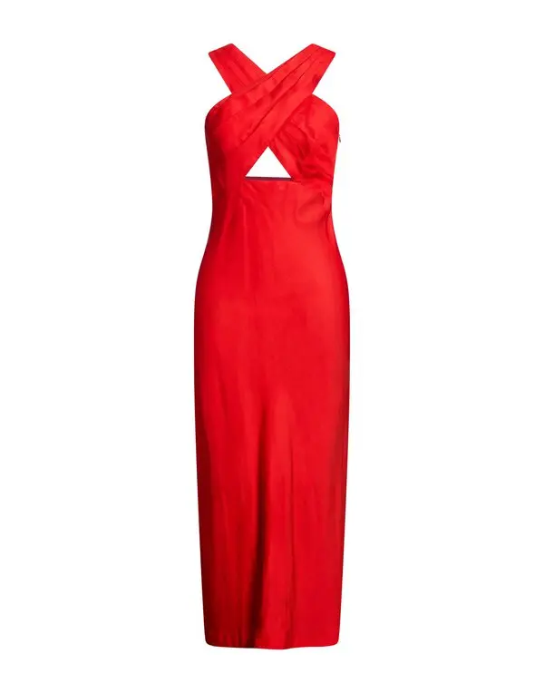 sandro red silk dress Sandro Asymmetric V-Neck Woven maxi dress