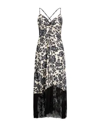 Sandro Silk Floral Print Maxi Dress With Fringes