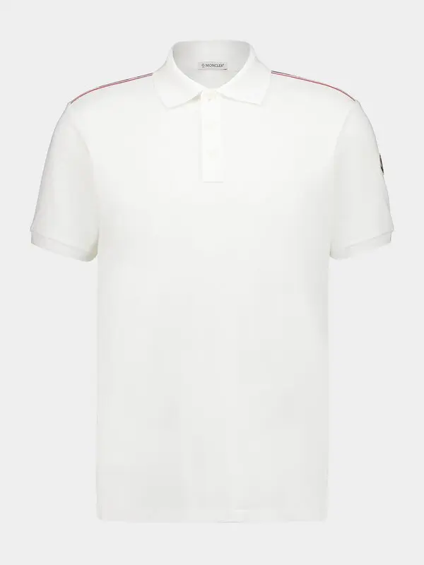 Moncler Tricolor-trimmed Cotton Piquet Polo Shirt - White