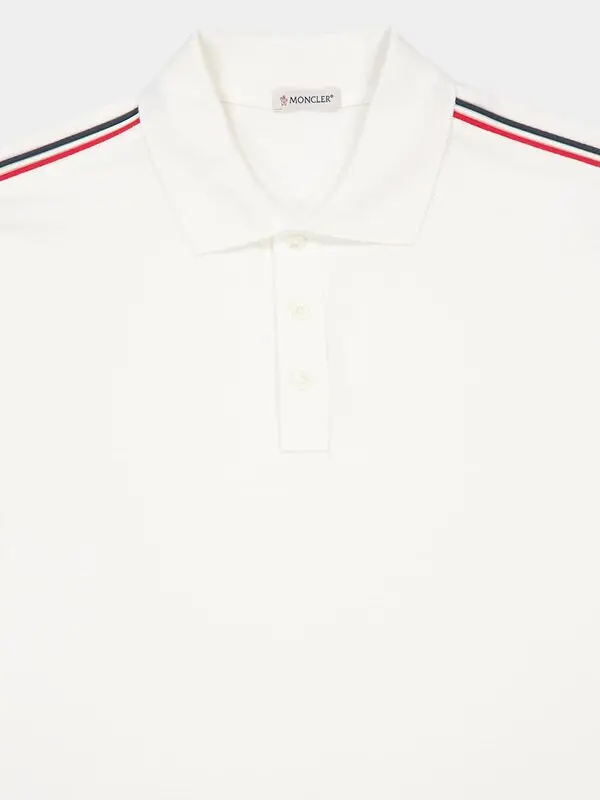 Moncler Tricolor-trimmed Cotton Piquet Polo Shirt - White