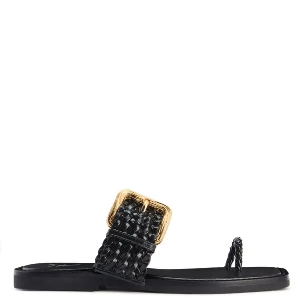 GIUSEPPE ZANOTTI Crista Flat Thong Sandals - Black