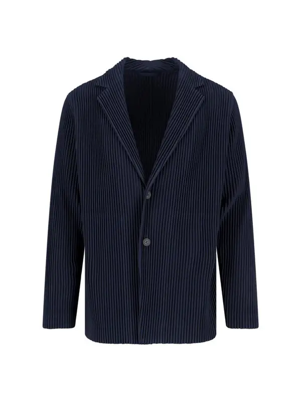 HOMME PLISSE Pleated Single-breasted Blazer