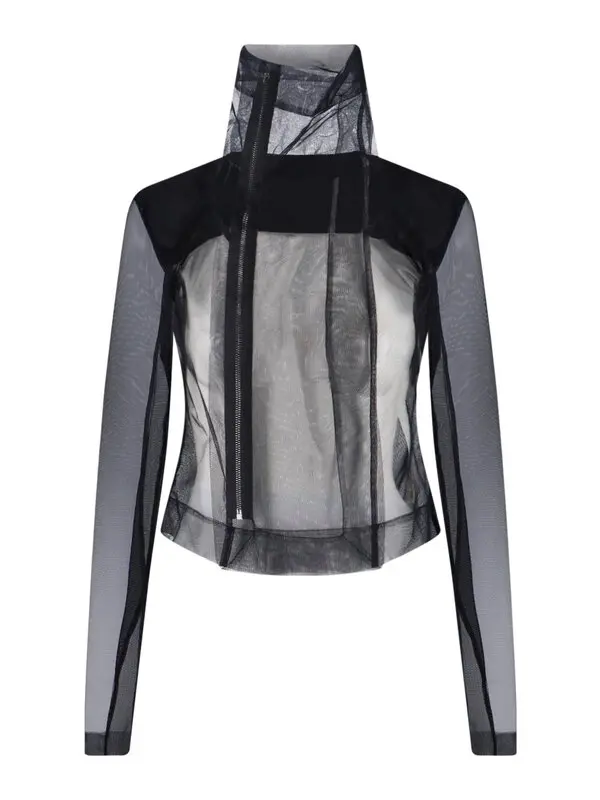 Rick Owens Transparent Top "naska Biker - Black