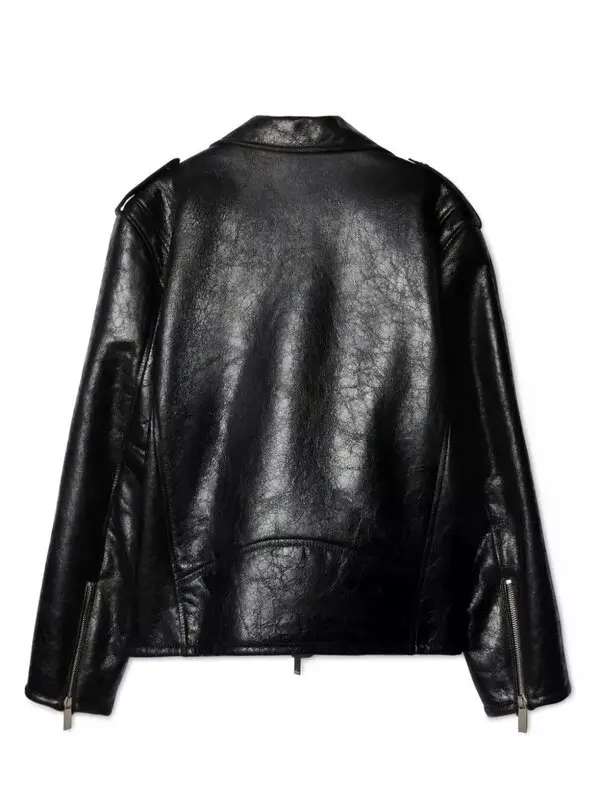 Off-White Crinkled Leather Biker Jacket