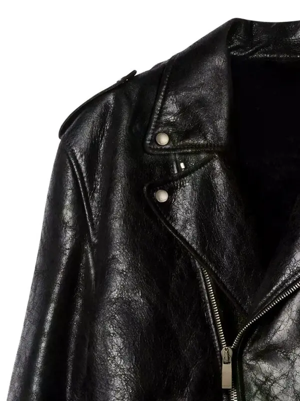 Off-White Crinkled Leather Biker Jacket