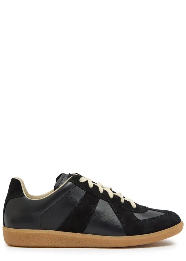 MAISON MARGIELA Replica Panelled Leather Sneakers - Black